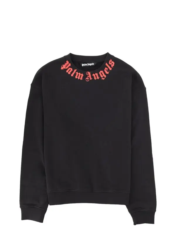 Palm Angels Logo Print Crewneck Sweatshirt - Black