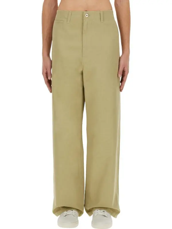 Burberry Cotton Straight Fit Trousers - Beige