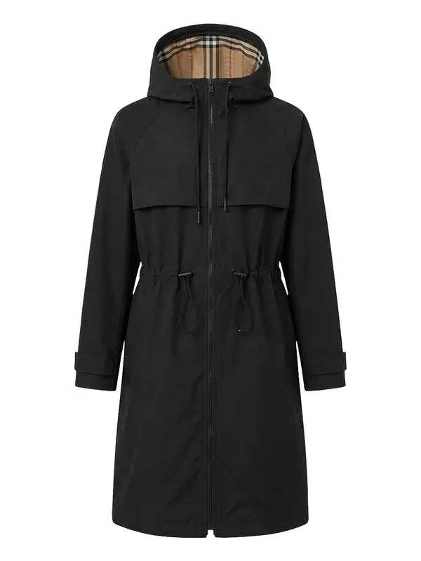 Burberry Black Drawstring Hooded Trench Coat - A1189