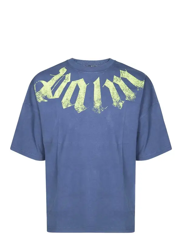 Palm Angels Big Neck Logo Loose Tee For - Blu