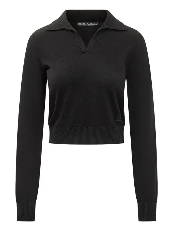 Dolce & Gabbana Wool Sweater With Notch Neck Fw25 - Nero