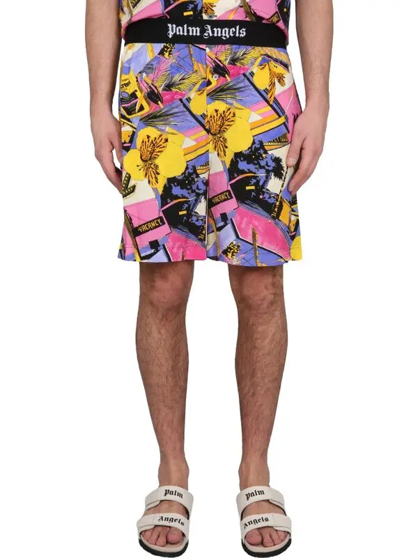 Palm Angels Miami Floral Print Elasticated Waist Shorts - Multicolour