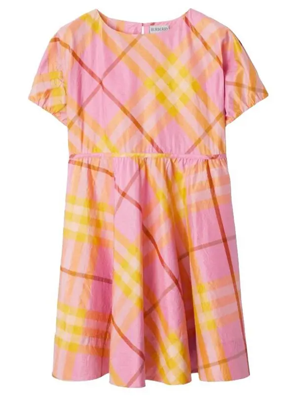 Burberry Checked Short Sleeve Dress - Multicolour