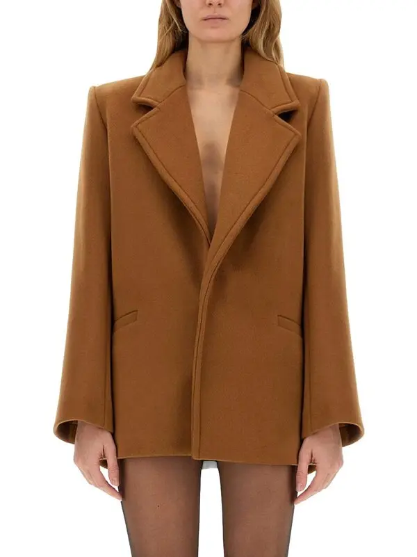 Saint Laurent Short Wool Coat - Beige