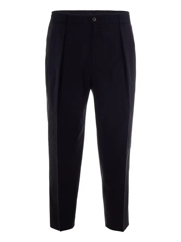 BRIGLIA Tailored Flat-front Trousers - Nero