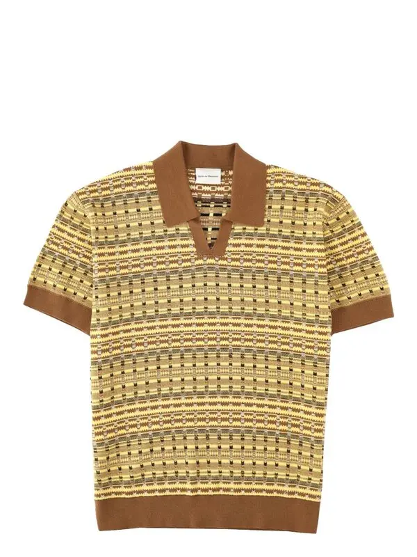 Drole De Monsieur Short Sleeve Knit Polo Shirt - Yellow