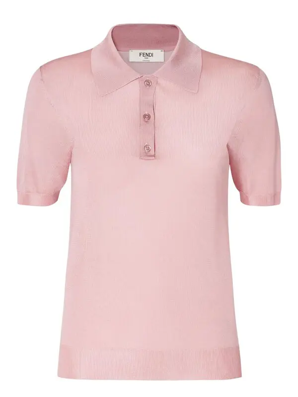 Fendi Short Sleeve Polo Knit Dress - Pink