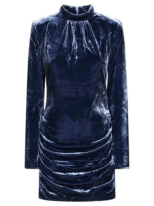 ROTATE BY BIRGER CHRISTENSEN Silk Velvet Long Sleeve Mini Dress - Nero