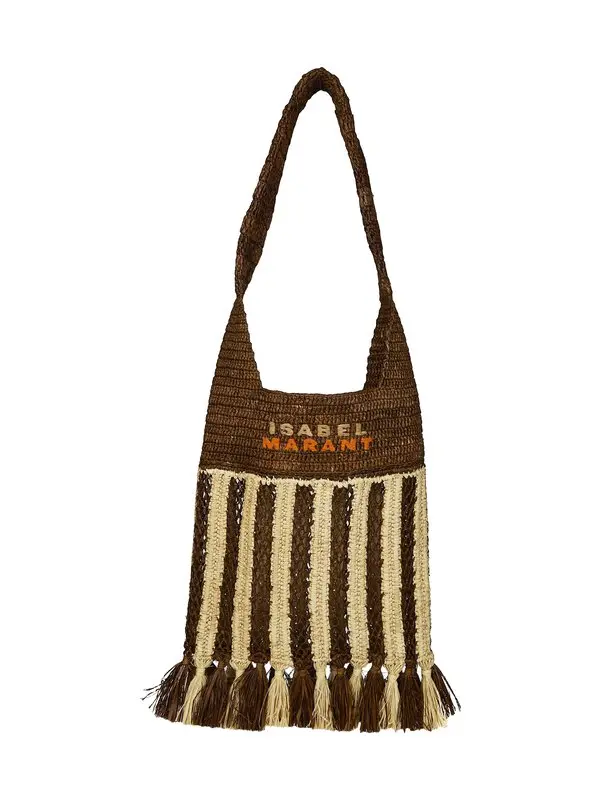 Isabel Marant Étoile Praia Striped Raffia Tote Bag - Marrone