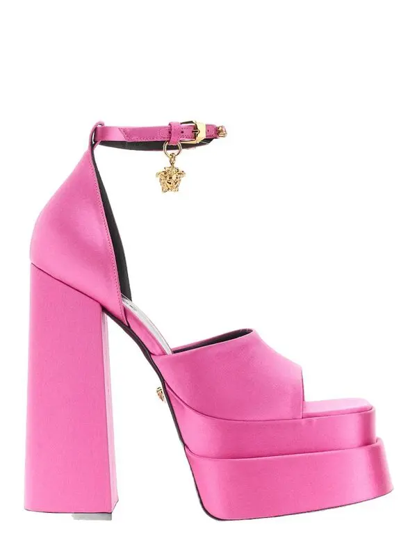 Versace Medusa Aevitas Embellished Platform Sandals - Pink