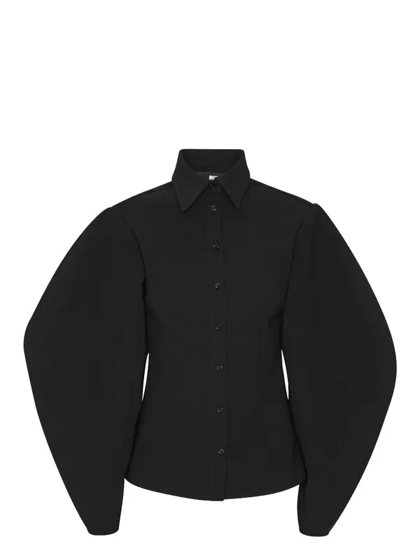 ROTATE BY BIRGER CHRISTENSEN Chic Button-up Top With Voluminous Sleeves - Nero