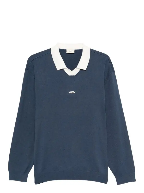 AUTRY Graphic T-shirt With Contrast Neckline - Blue