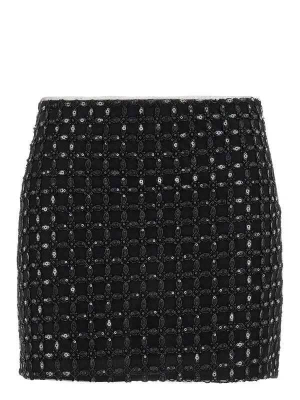 ROTATE BY BIRGER CHRISTENSEN Sequin Embroidered Mini Skirt - Nero