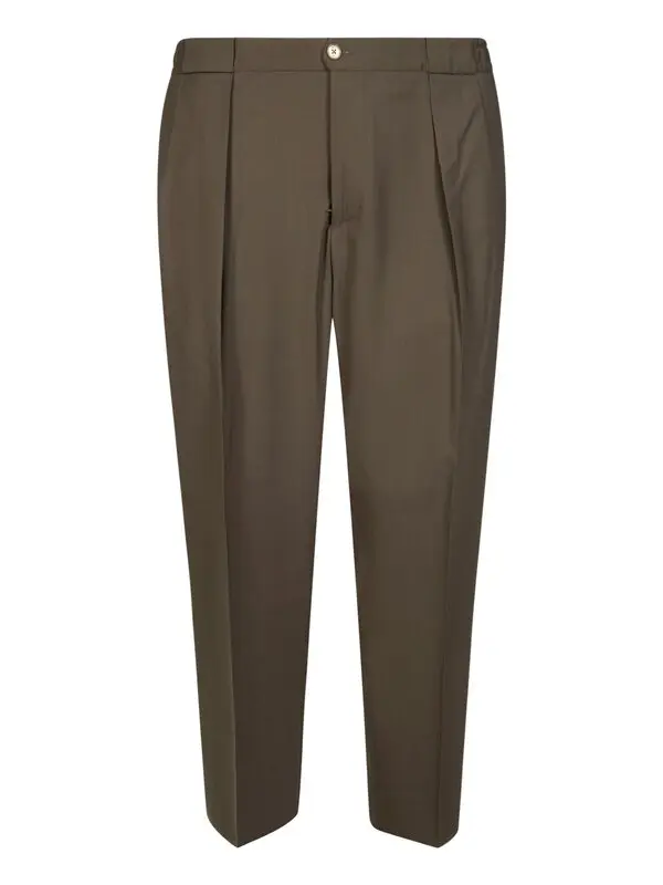 BRIGLIA Pleated Trousers In Technical Wool - Marrone