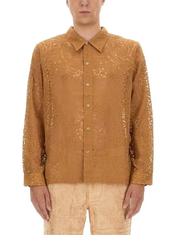 Séfr Maui Lace-detail Shirt - Brown