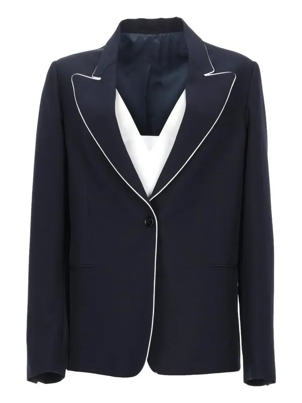 GOLDEN GOOSE Blazer With Notch Lapel And Trim Detail - Blue