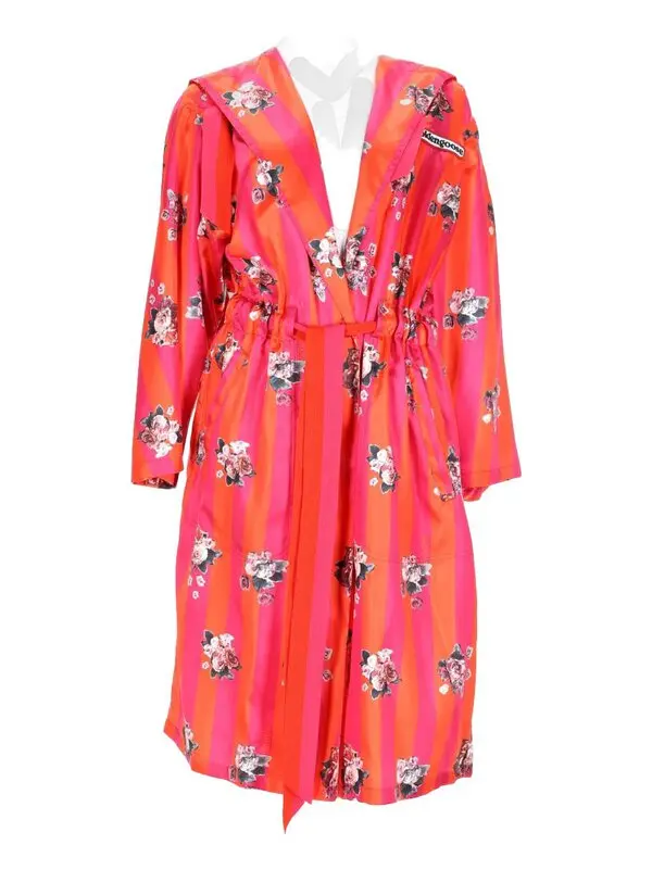 GOLDEN GOOSE Floral Striped Trench Coat - Fuchsia