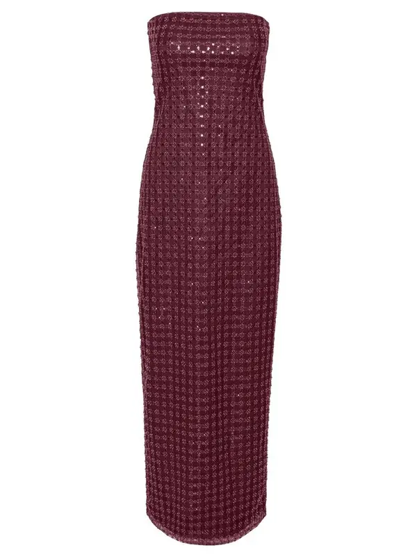 ROTATE BY BIRGER CHRISTENSEN Strapless Maxi Dress With Zip Fastening - Rosso