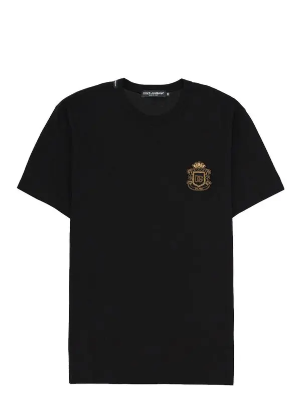 Dolce & Gabbana Cotton T-shirt With Heraldic Patch - Black