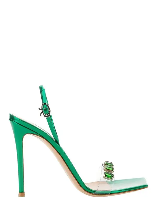 GIANVITO ROSSI Embellished Pvc And Mirrored-leather Sandals - Green