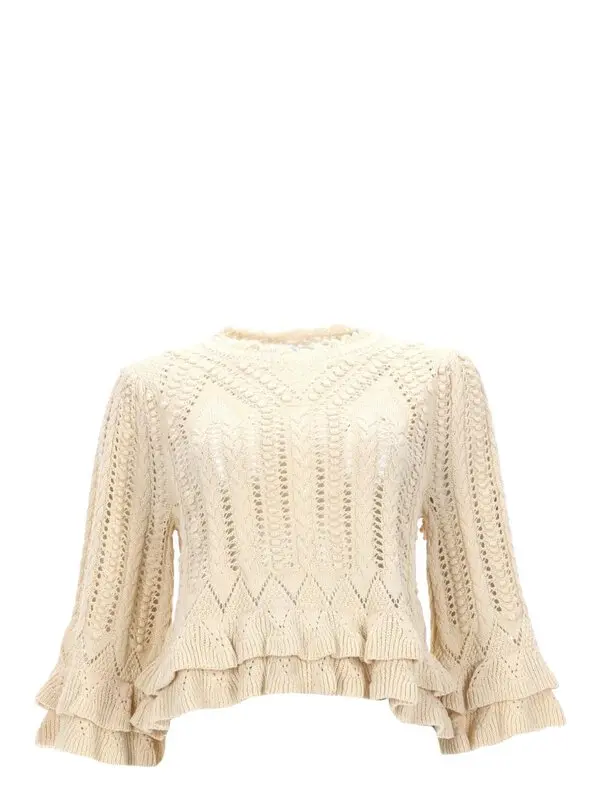 MARANT ETOILE Norma Knit Sweater With Ruffles - Ivory