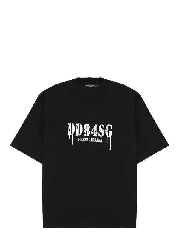 Dolce & Gabbana Stylish T-shirt With Unique Stamp Logo - Black
