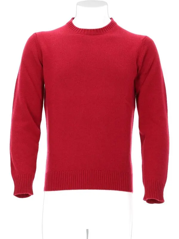 KANGRA Ribbed Crew Neck 100% Cashmere Pullover - Red