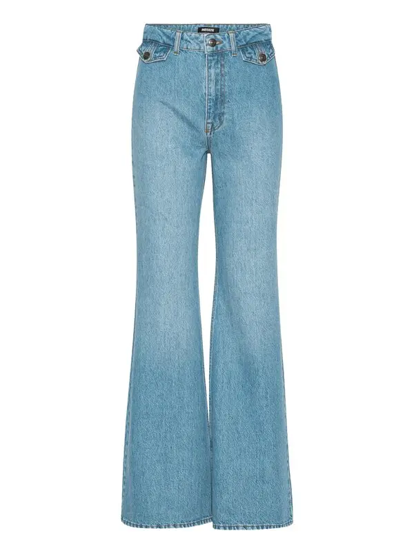 ROTATE BY BIRGER CHRISTENSEN High Waist Flare Jeans With Belt Loops - Blu