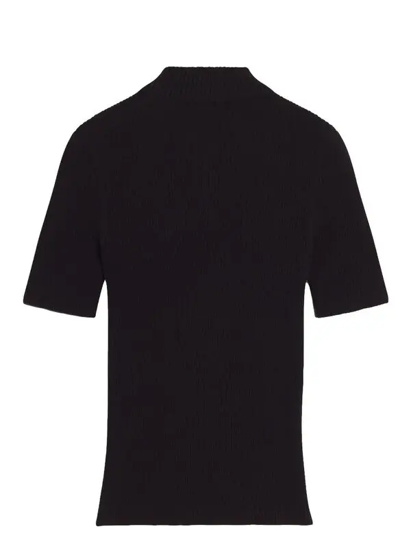 Maison Kitsuné Ribbed Mock Neck Short-sleeve Sweater - Black