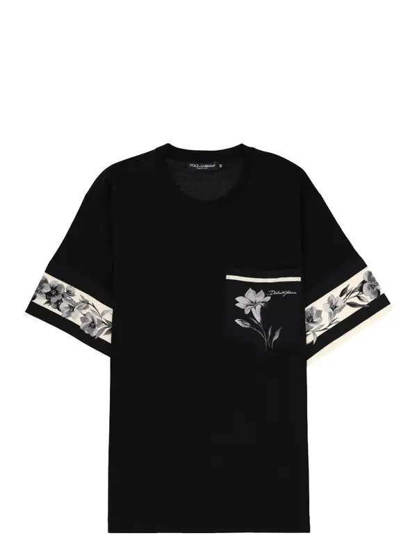Dolce & Gabbana Cotton And Silk T-shirt With Print - Black