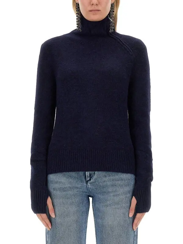 MARANT ETOILE Baby Alpaca Blend Turtleneck T-shirt - Blue
