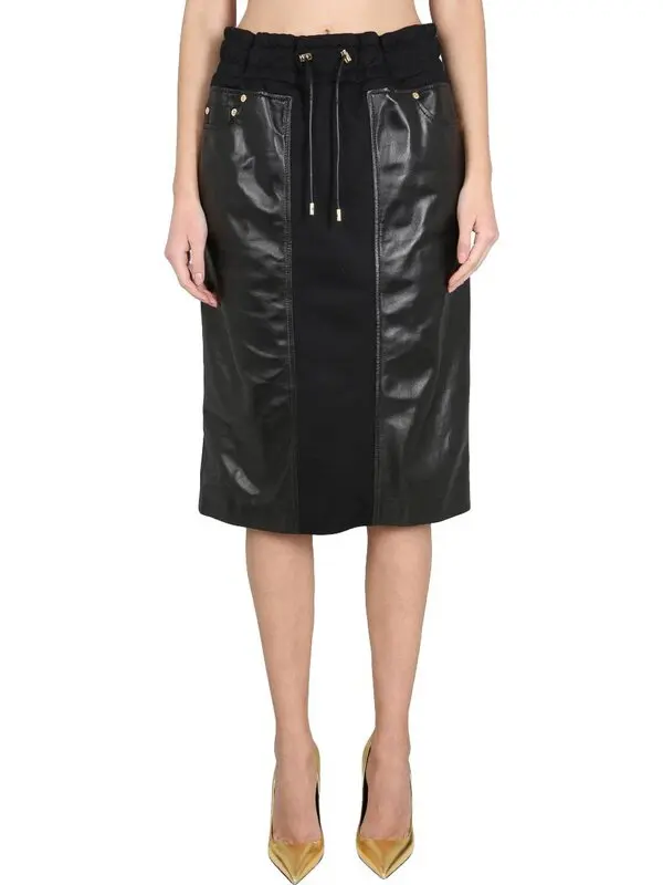 TOM FORD Drawstring Leather Midi Skirt - Black