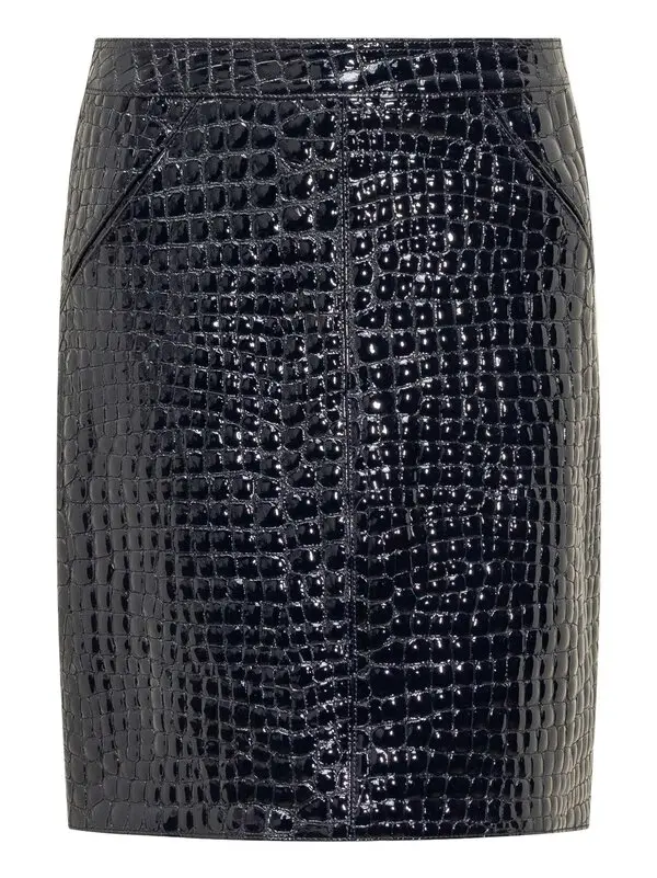 TOM FORD Goffrata Crocodile-print Mini Skirt - Deep Blue