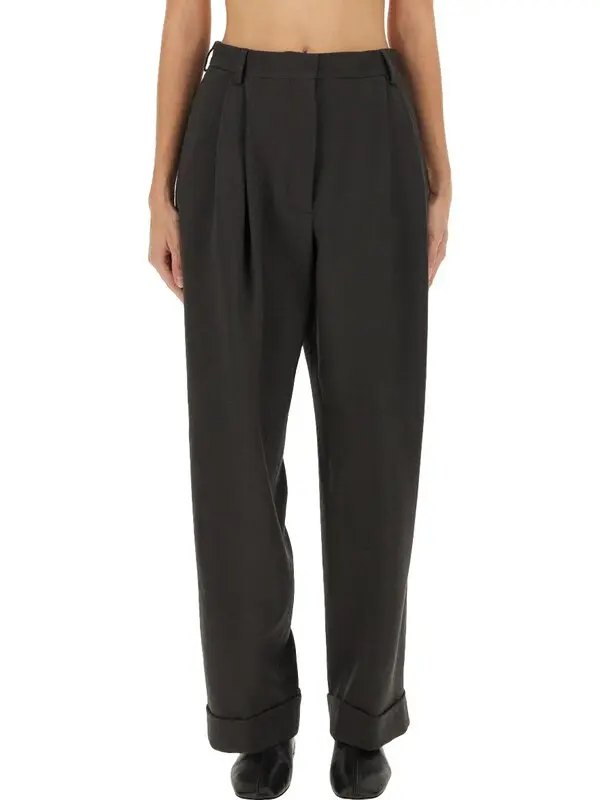 Dries Van Noten Wool Drill Wide-leg Trousers - Grey