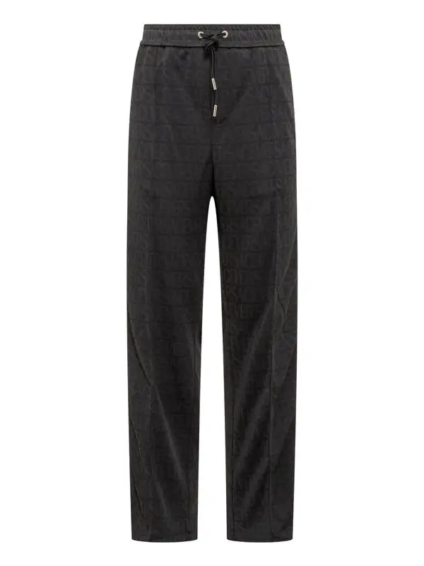 Versace Monogrammed Wide-leg Trousers - Nero