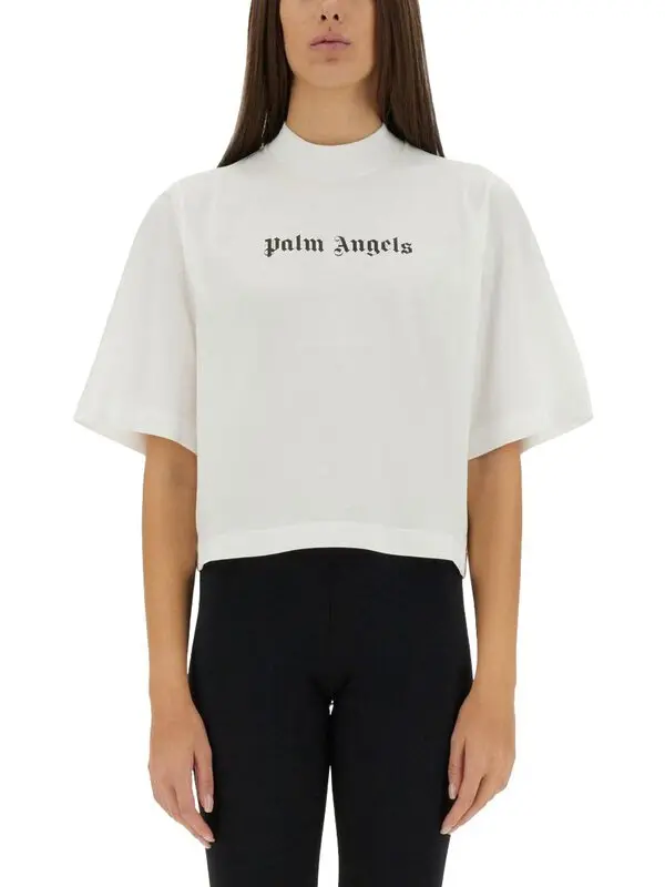 Palm Angels Classic Logo Cropped T-shirt - White