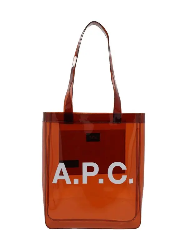 A.p.c. Transparent Tote Bag With Logo - Brown