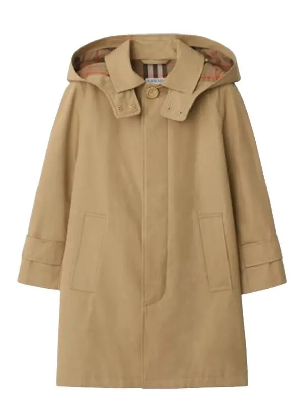 Burberry Hooded Trench Coat With Classic Collar - Beige