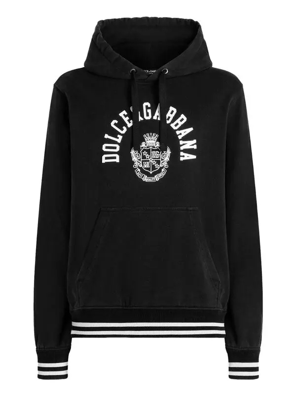 Dolce & Gabbana Hooded Sweatshirt With Logo Detail - Black