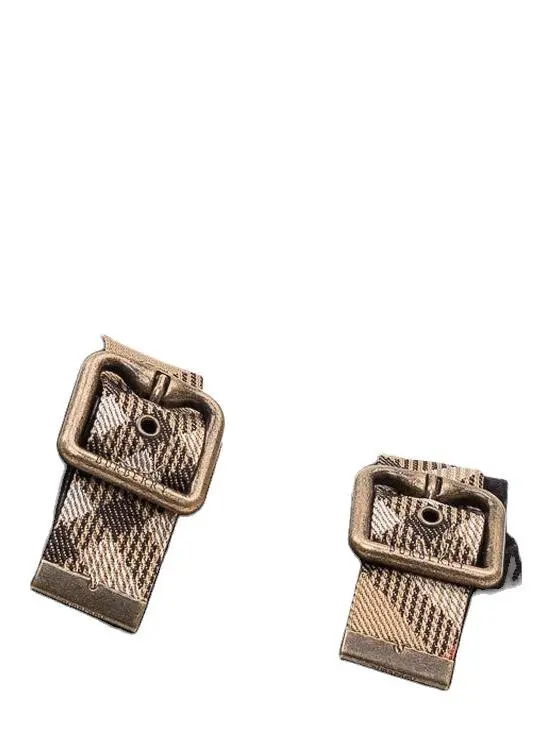 Burberry Checked Buckled Sandals - Black