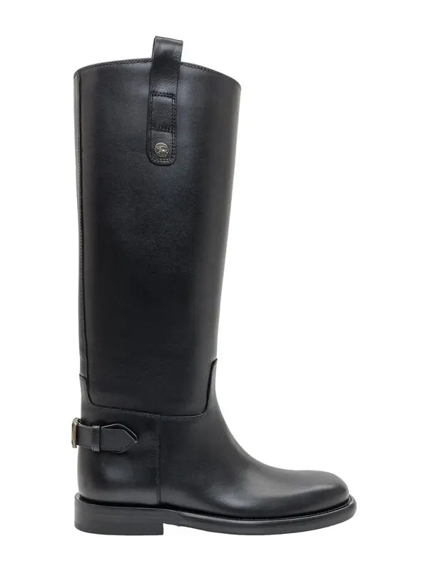 Burberry Alti Knee High Boots With Buckle Detail Fw25 - Black