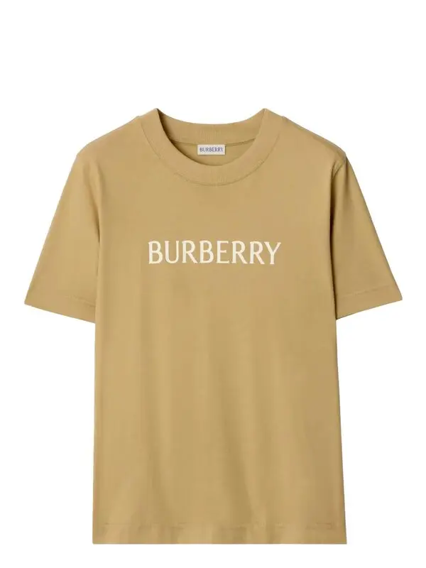 Burberry Ribbed Cotton Logo T-shirt - Beige