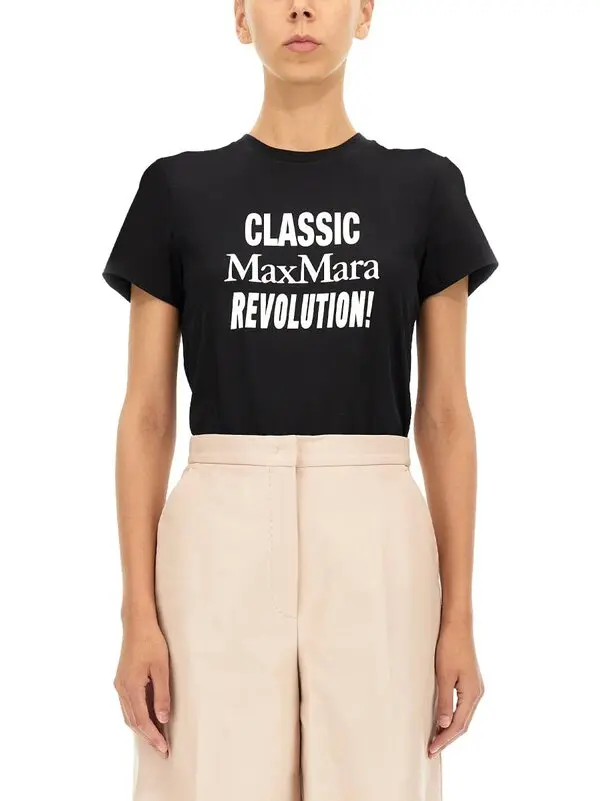 Max Mara Logo Print Cotton T-shirt - Black