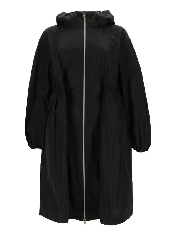 Herno Hooded Long Raincoat - Black