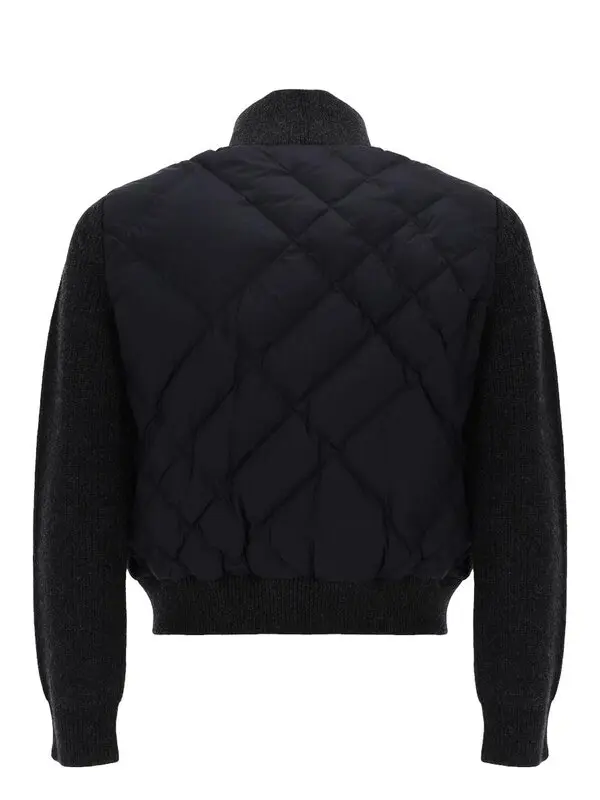Burberry Check-stitch Quilted Wool And Nylon Jacket - Black