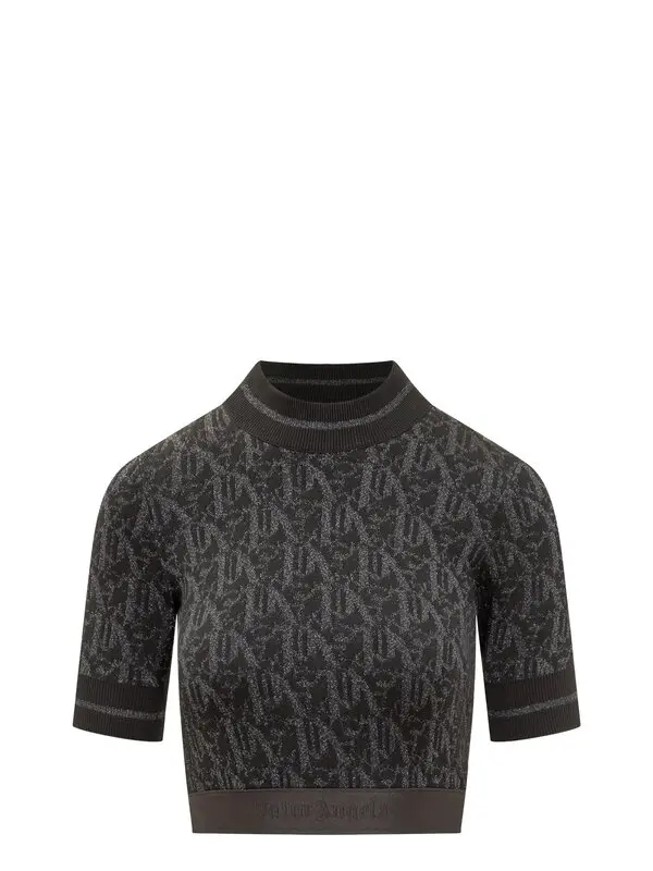 Palm Angels Monogram Knit Top - Black