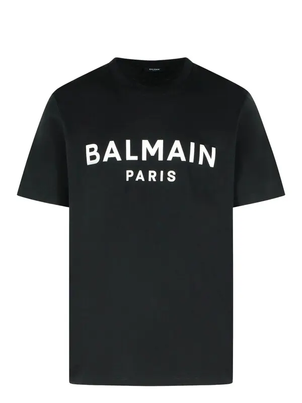 Balmain Logo Print Short Sleeve T-shirt - Black