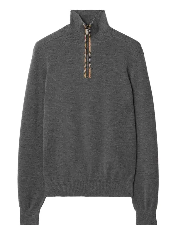Burberry Quarter Zip Sweatshirt - Grey