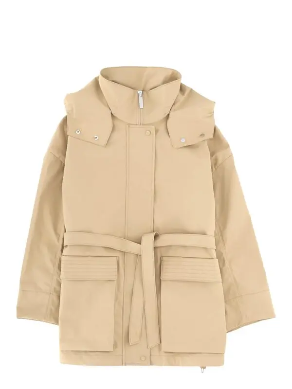 Herno Hooded Belted Utility Jacket - Beige