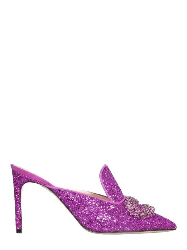 GIANNICO Daphne Glitter Pump Mules - Fuchsia